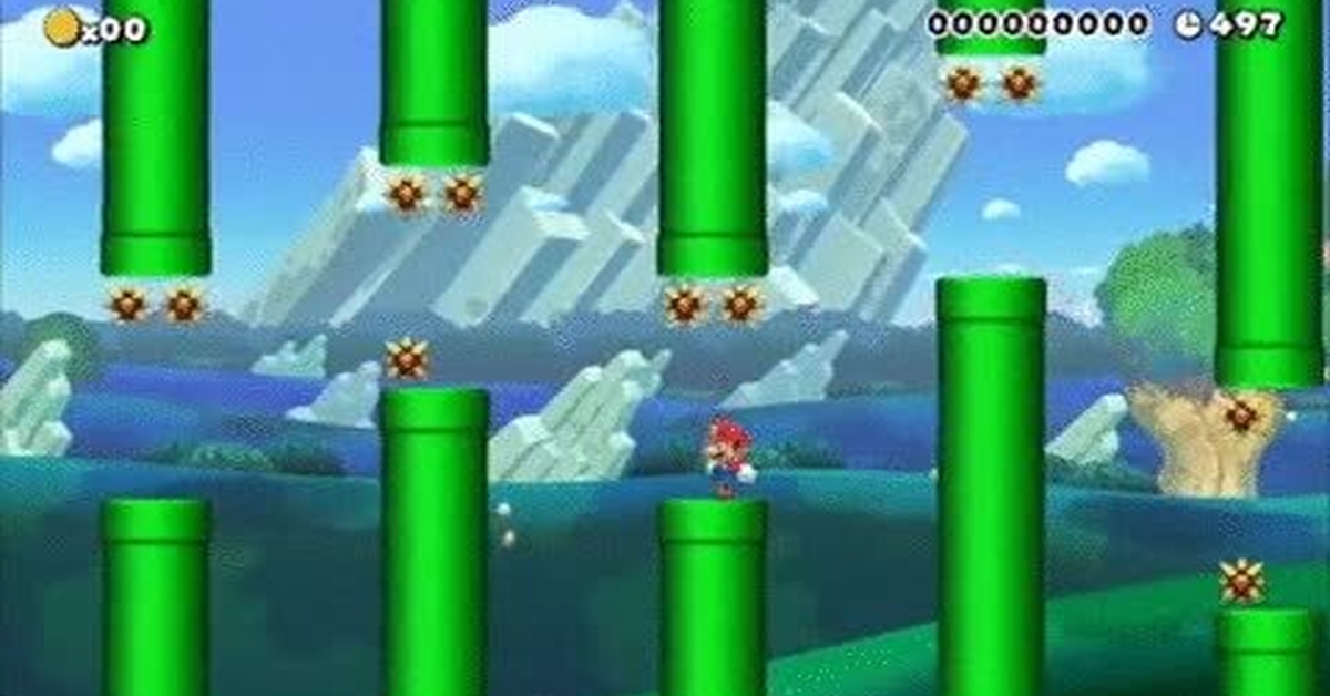 GIF: Flappy bird hecho en Mario Maker