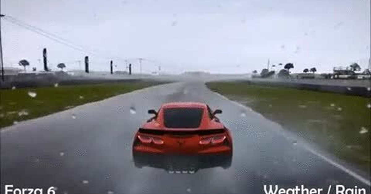 GIF: Comparación gráficos de lluvia del Forza 6 y DriveClub