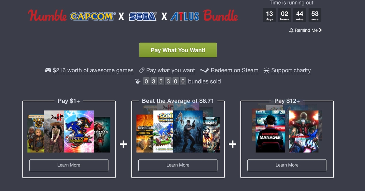 No te pierdas el increíble Humble Bundle de SEGA, Atlus y Capcom