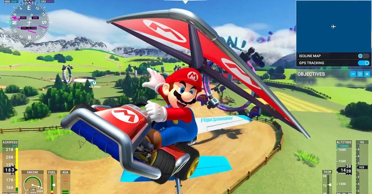 Lo que pasa cuando mezclas Mario Kart 8 y Microsoft Flight Simulator