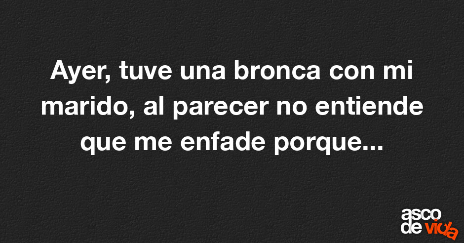 Asco de Vida / Ayer, tuve una bronca con mi marido, al parecer no ...