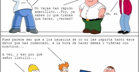 Cuánto cabrón / La dura rivalidad entre Homer, Peter Griffin y Fry para ...