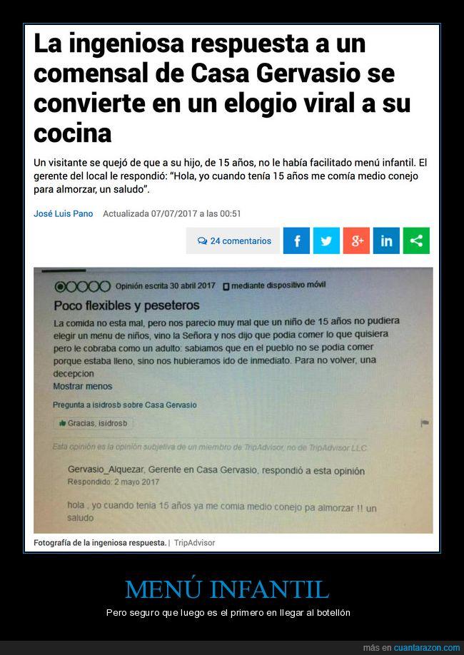 ¡Cuánta razón! / La genial respuesta de un restaurante a un cliente que ... ¡Cuánta razón! / La genial respuesta de un restaurante a un cliente que ...