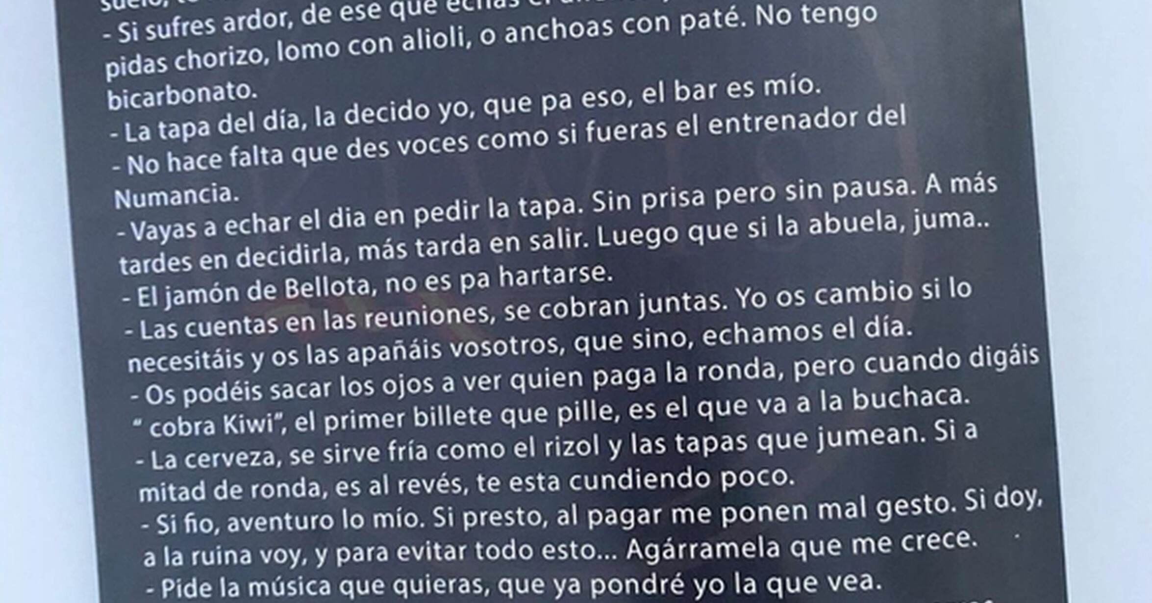 ¡Cuánta razón! / Me parecen unas normas justas