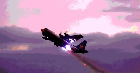 ¡Vaya GIF! / El despegue asistido con cohetes de reacción del C130 Cargo