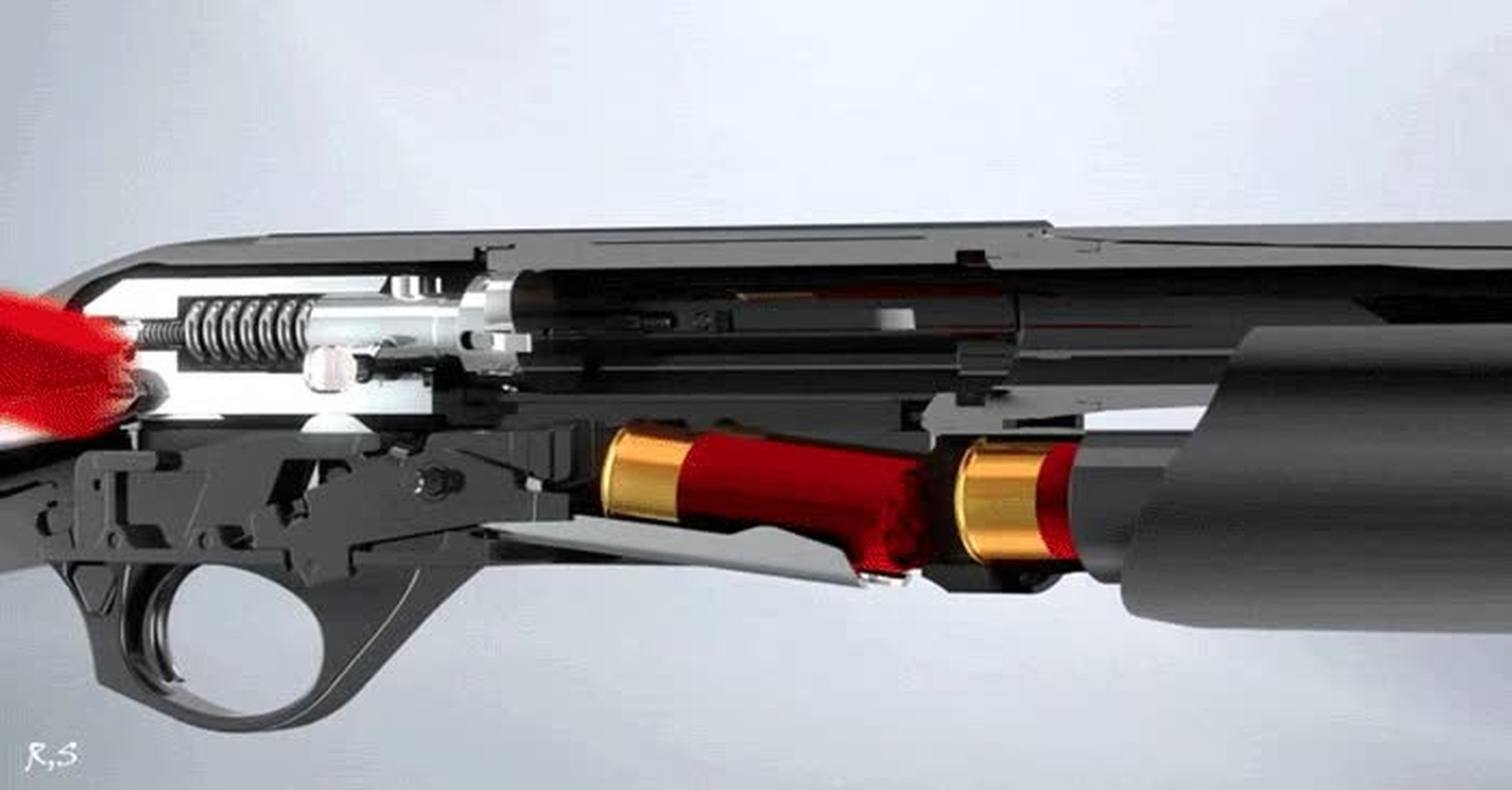 ¡Vaya GIF! / Funcionamiento del mecanismo de disparo de una escopeta