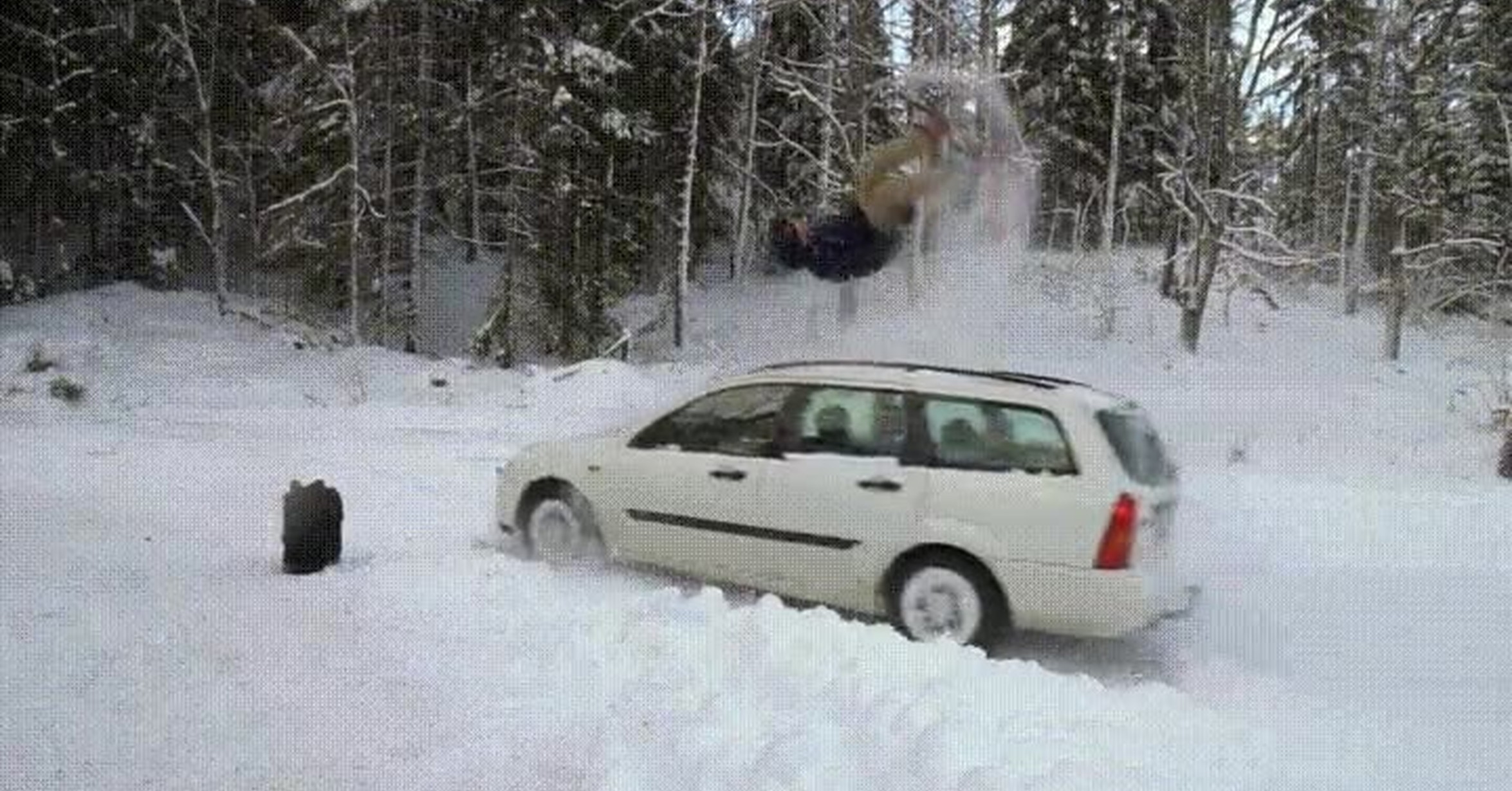 ¡Vaya GIF! / La mejor forma de esquivar a un coche con una tabla de snow
