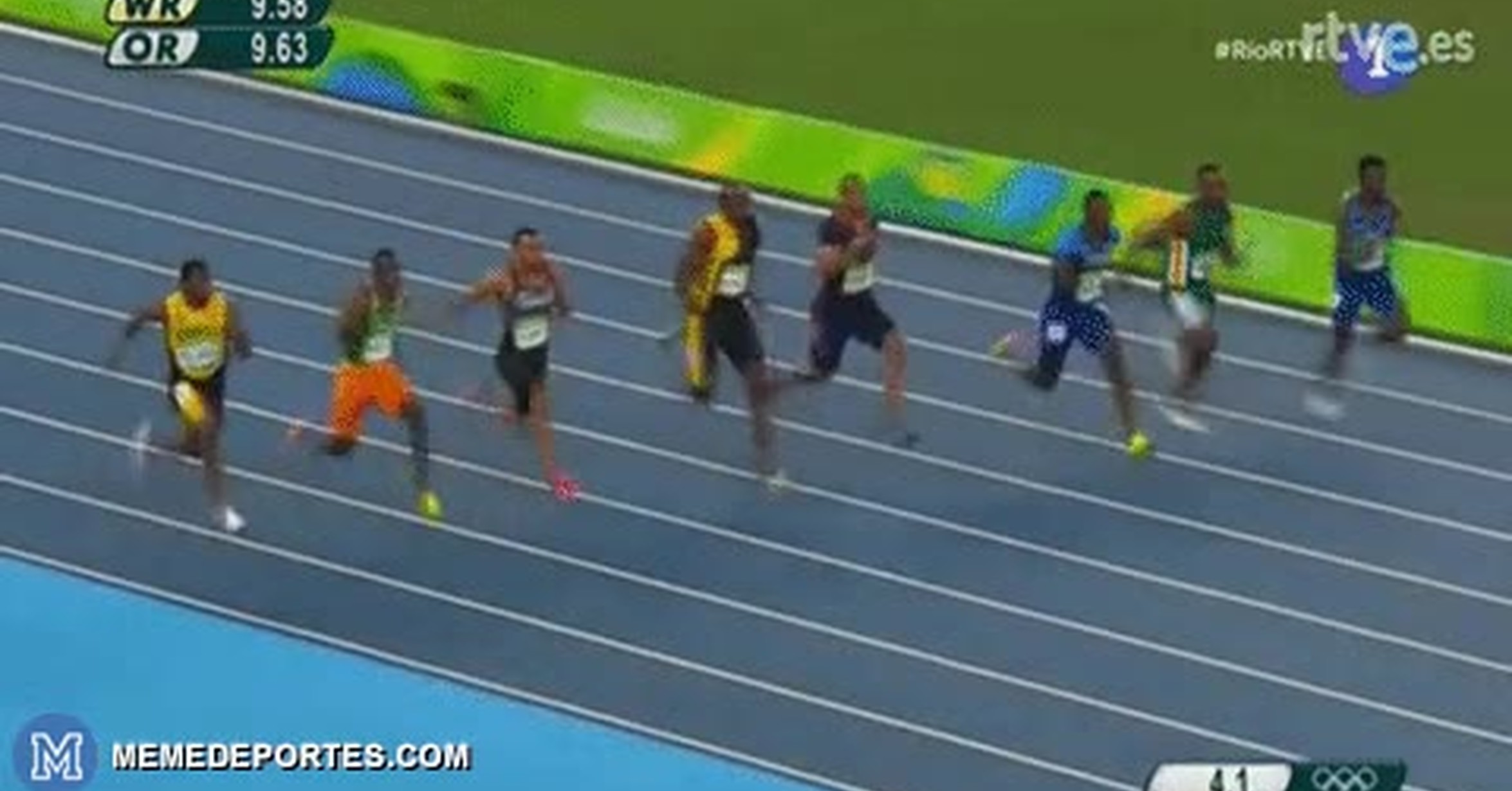 [ MEMEDEPORTES ] GIF: Usain Bolt gana los 100m lisos con 9.81 ¡BRUTAL!