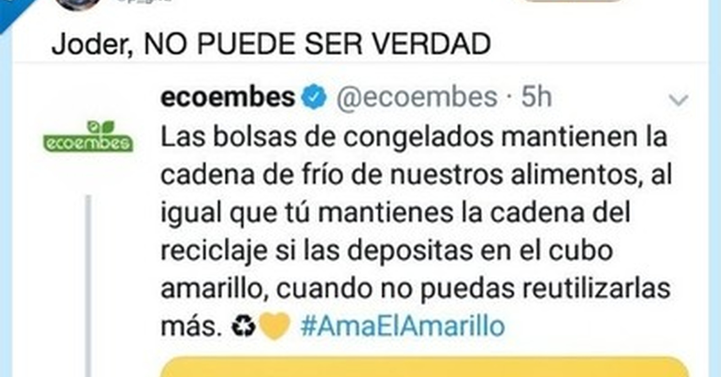 VEF > Visto en las Redes > Se indigna con este tuit de reciclaje de ...