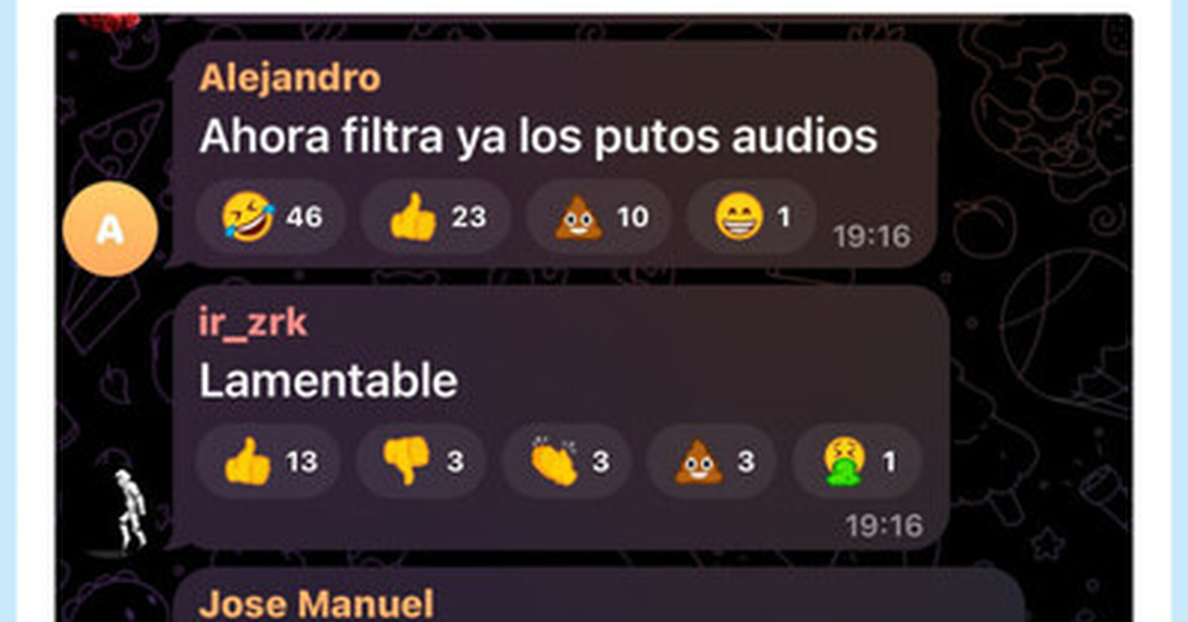 VEF > Visto en las Redes > El chat de Alvise está que echa fuego ahora mismo, por @TirodeGraciah