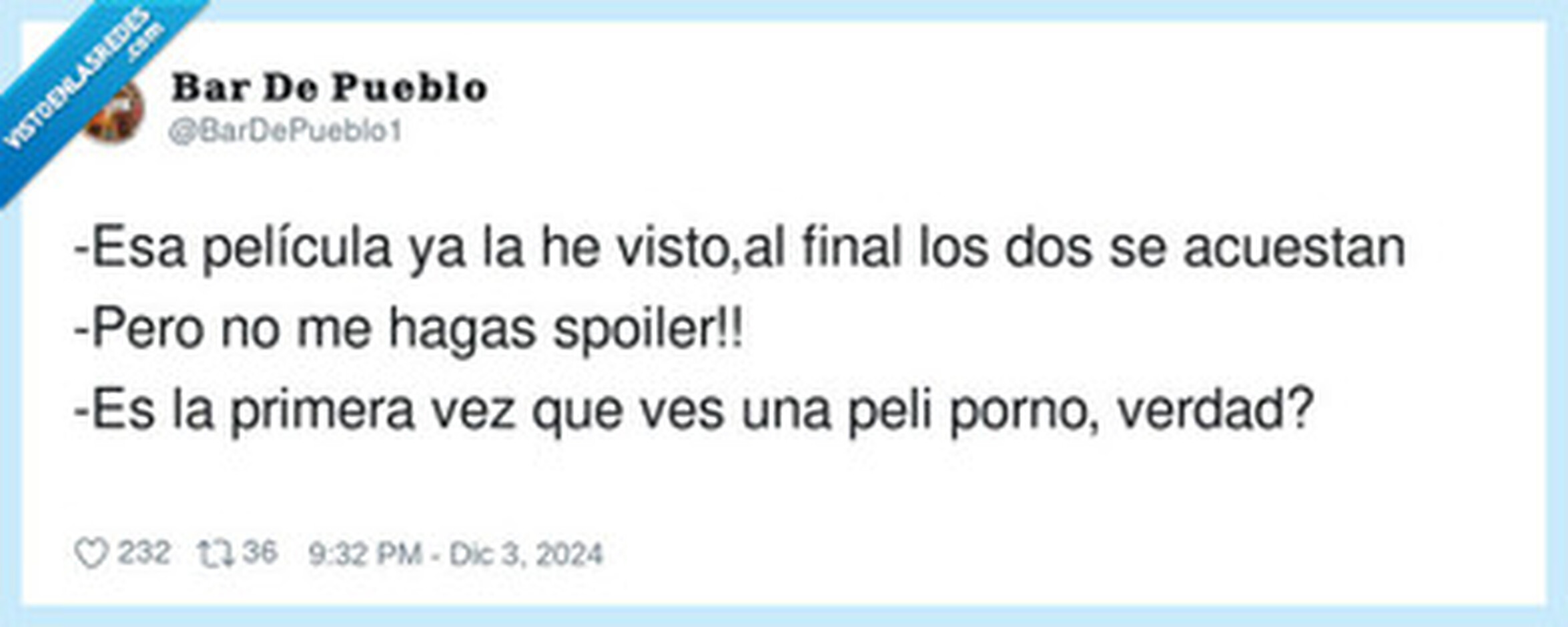 VEF > Visto en las Redes > Spoilers no, por favor, por @BarDePueblo1