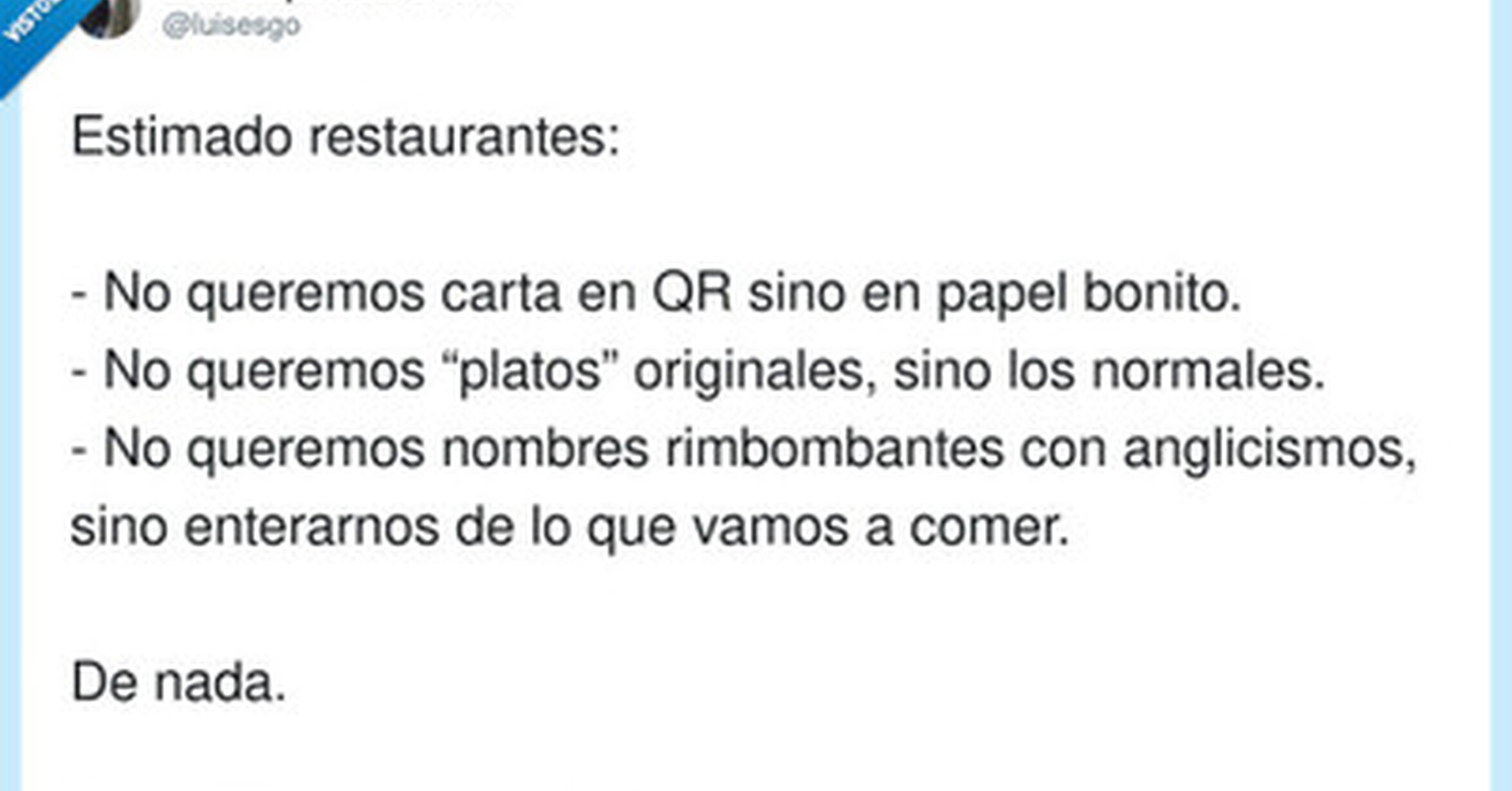 VEF > Visto en las Redes > Hermano, quiero comer, no hacer un máster en ...