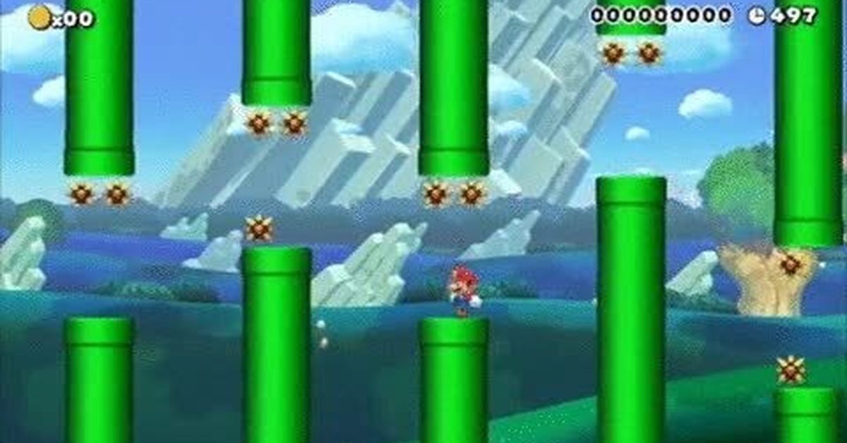 GIF: Flappy bird hecho en Mario Maker