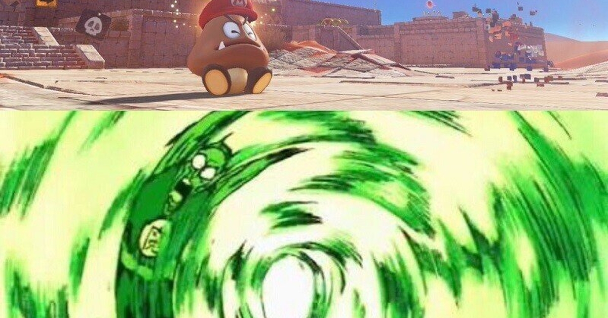 Aquí podemos ver cómo un goomba hace el mafuba para salvar el Reino Koopa