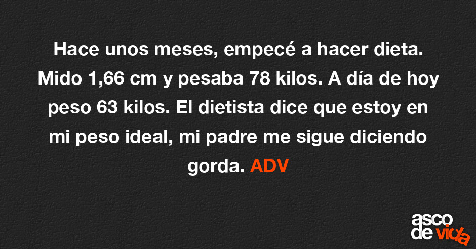 Asco de Vida / Hace unos meses, empecé a hacer dieta. Mido 1,66 cm y ...
