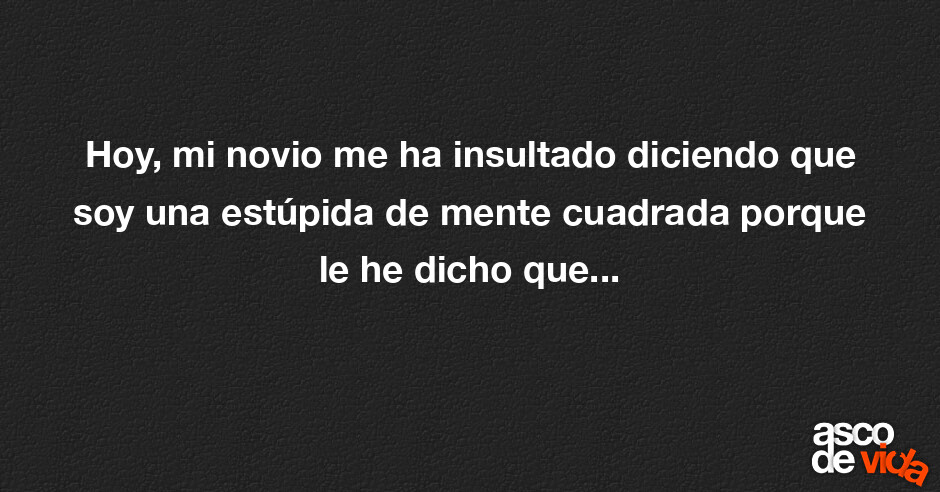 Asco De Vida Hoy Mi Novio Me Ha Insultado Diciendo Que Soy Una