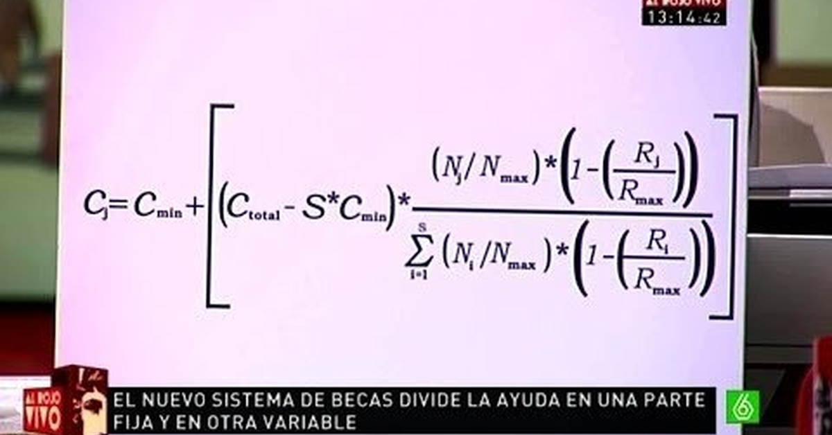 Explicación de la fórmula imposible para calcular de las nuevas becas, ¡gracias Ministro Wert!