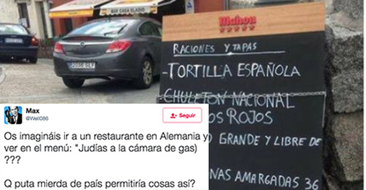 La polémica carta en este bar con comidas al estilo facha