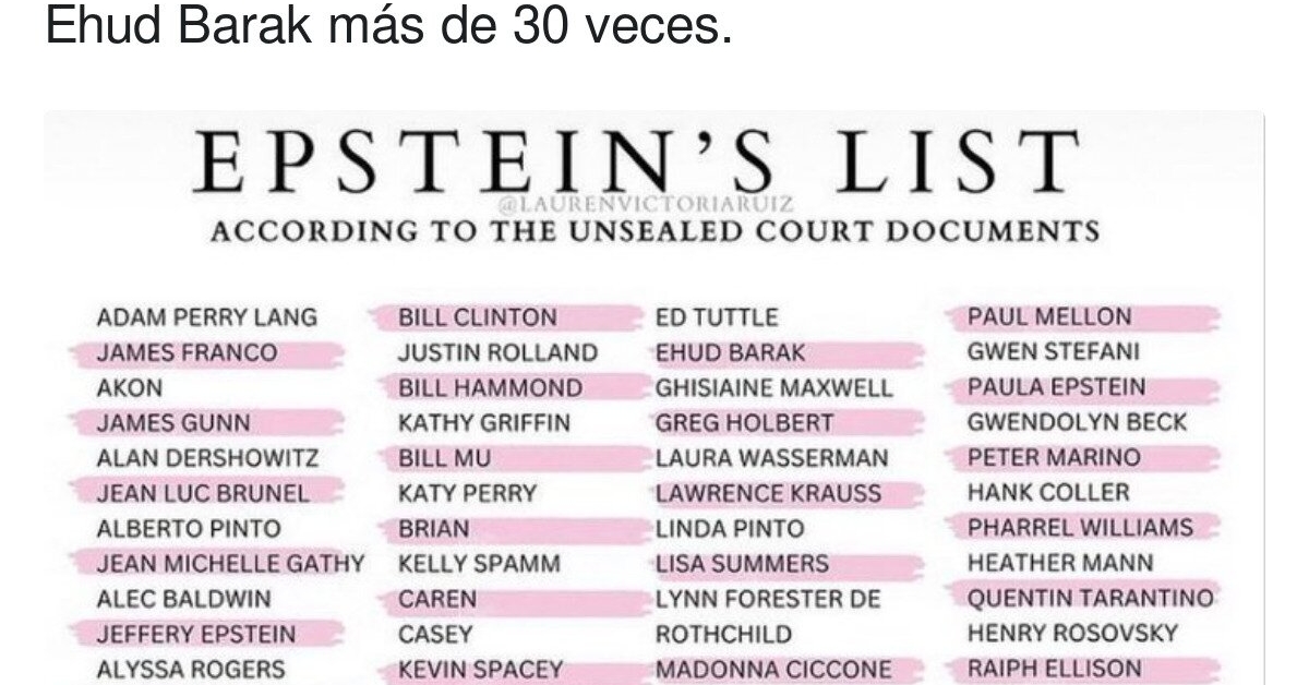 Apunta bien toda la gente que aparece en la lista de Epstein
