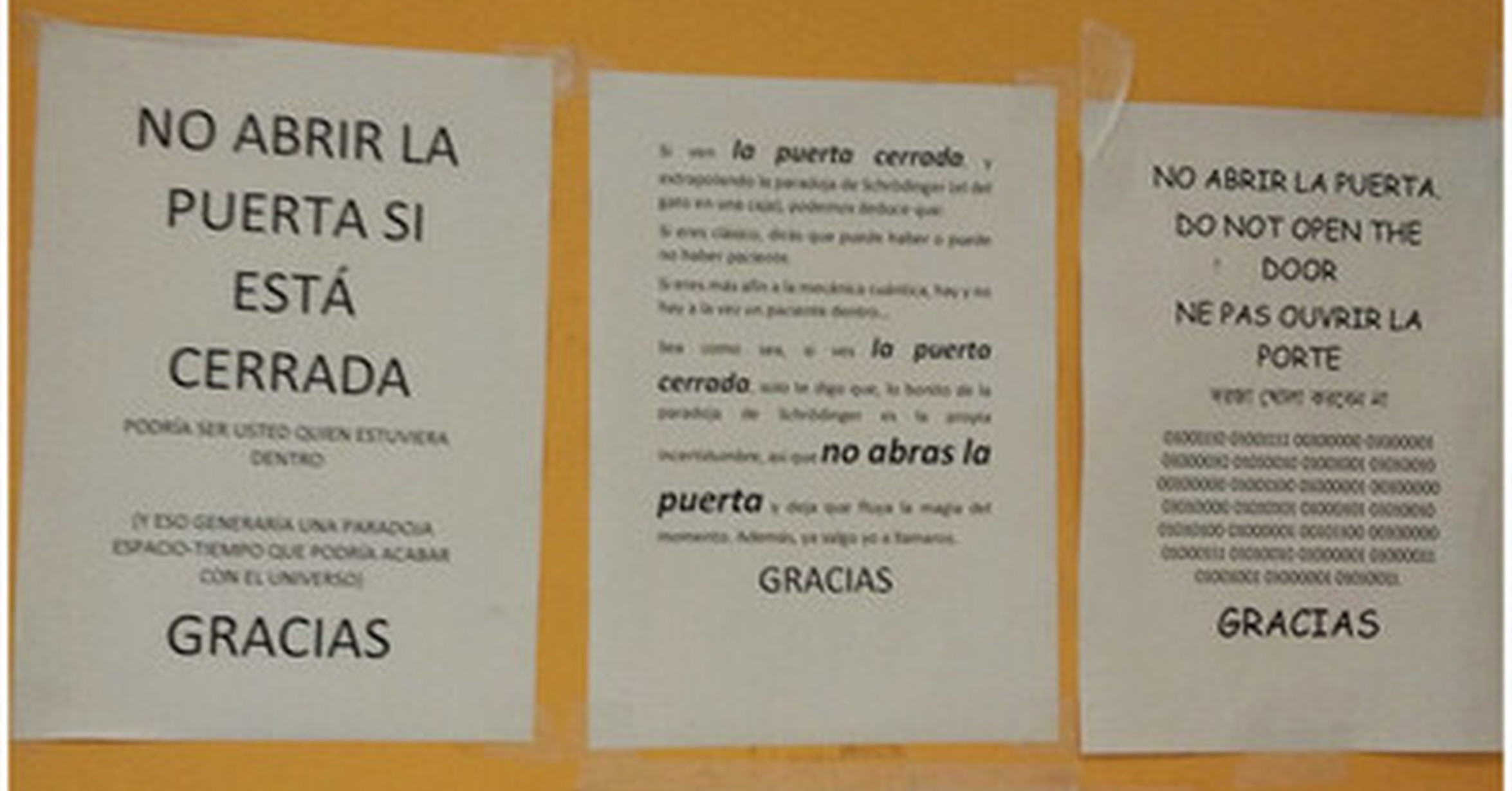 Cuánto cabrón / no abras la puerta