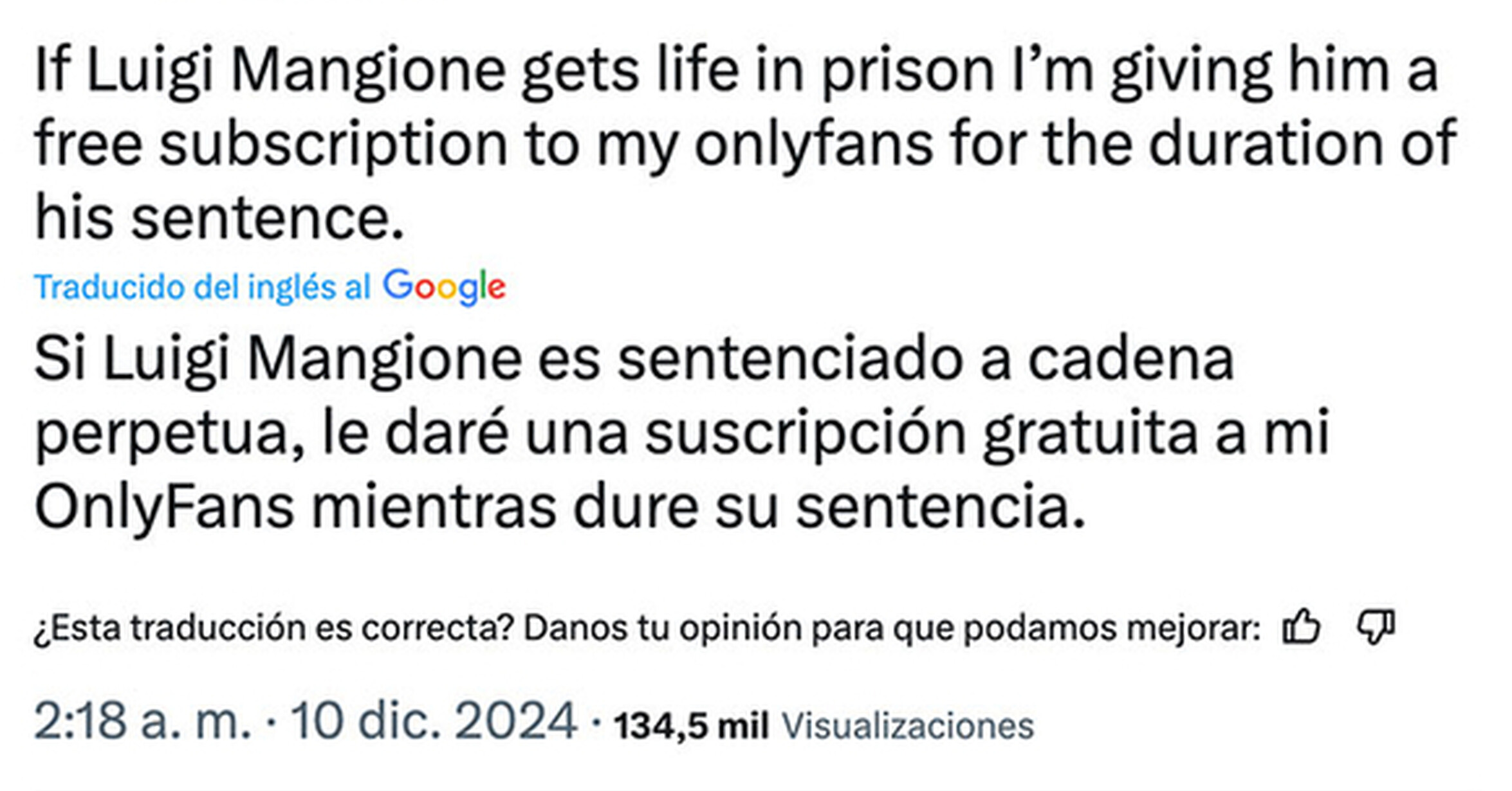 ¡Cuánta razón! / Suscripción gratis para Luigi Mangione