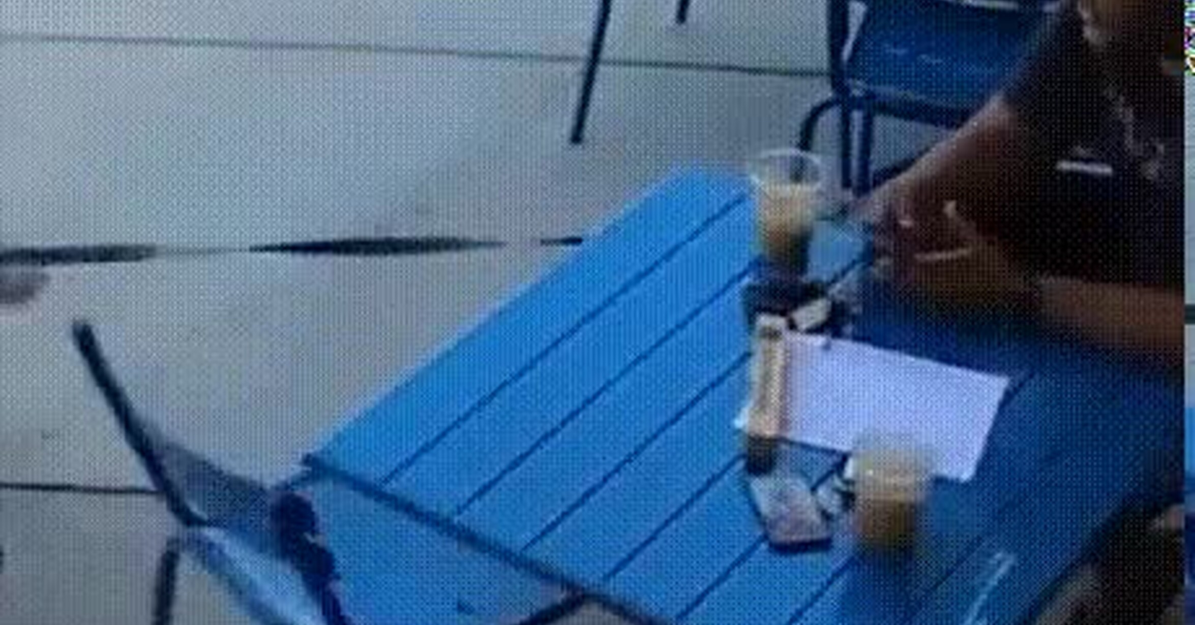 ¡Vaya GIF! / Creo que nunca se volverá a sentar en una terraza con el perro
