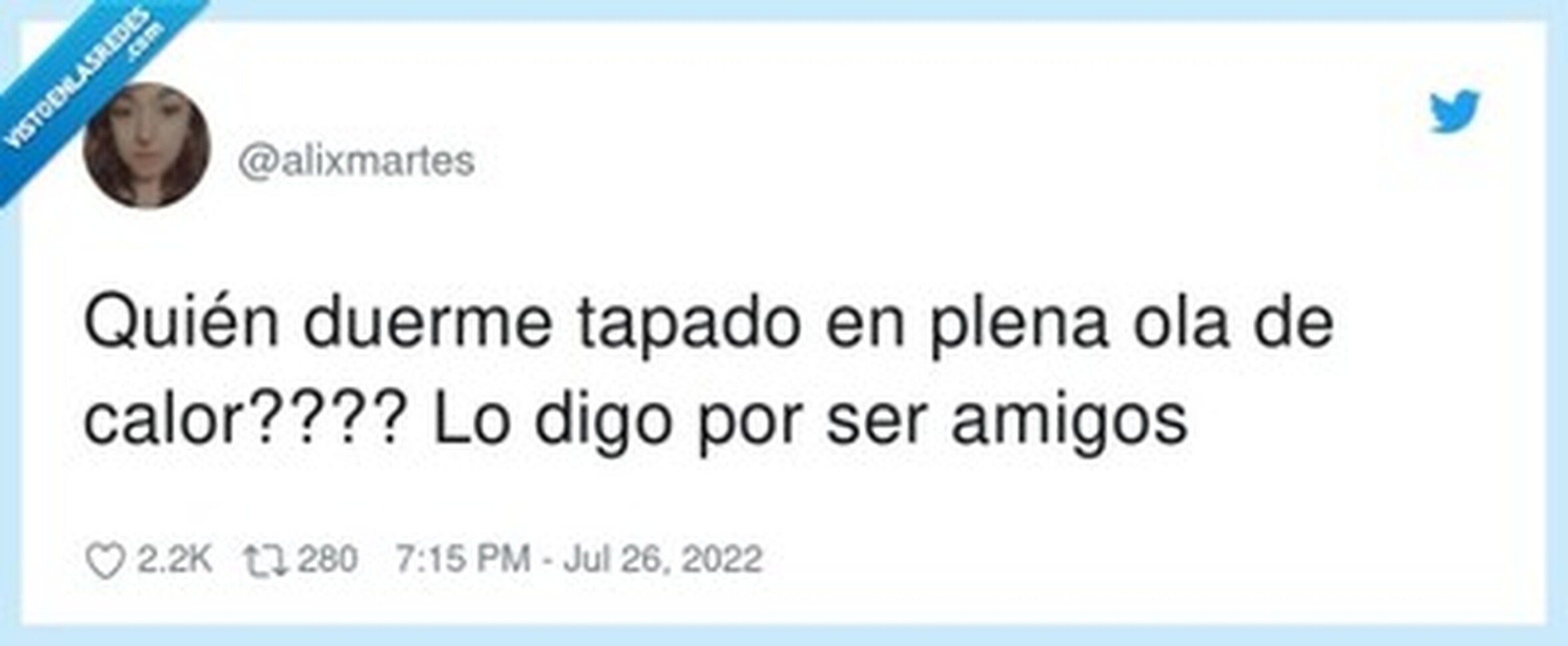 VEF > Visto en las Redes > Me da toc dormir sin tapar, por @alixmartes