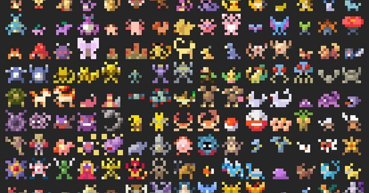 Los 151 pokémons de la primera generación en pixel art