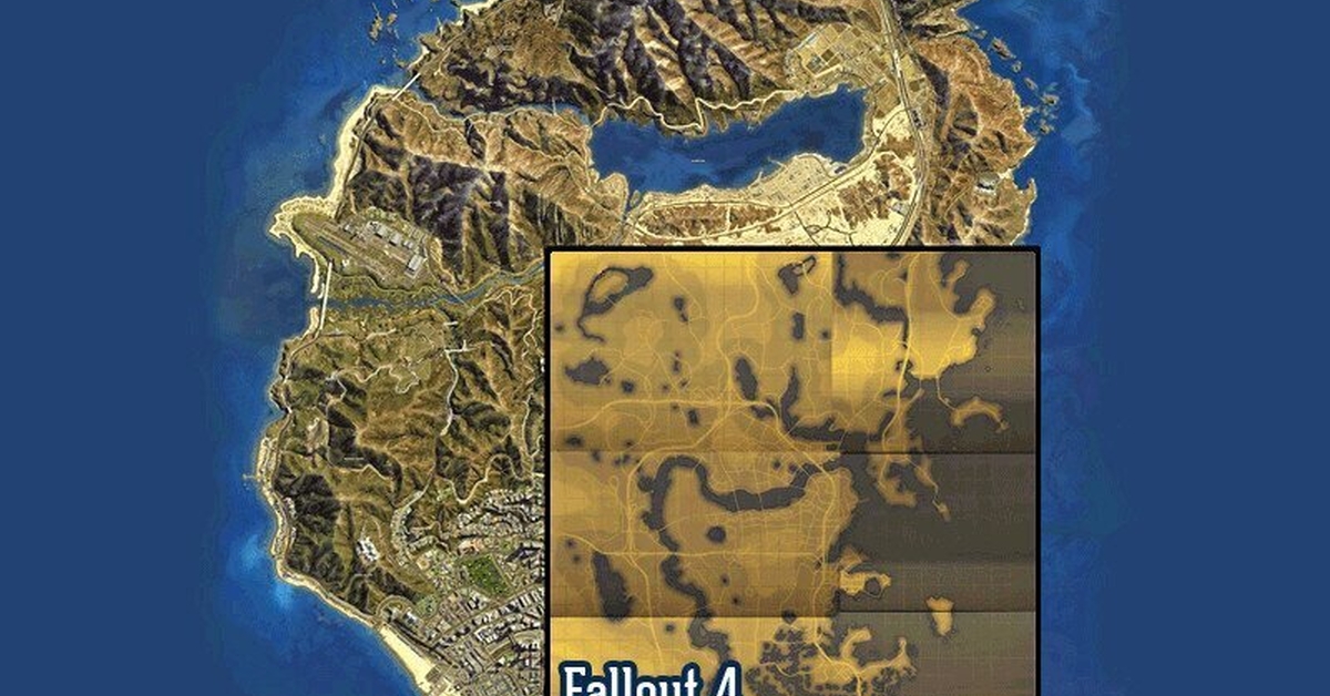 Comparación del mapa de Fallout 4 con el de GTA V