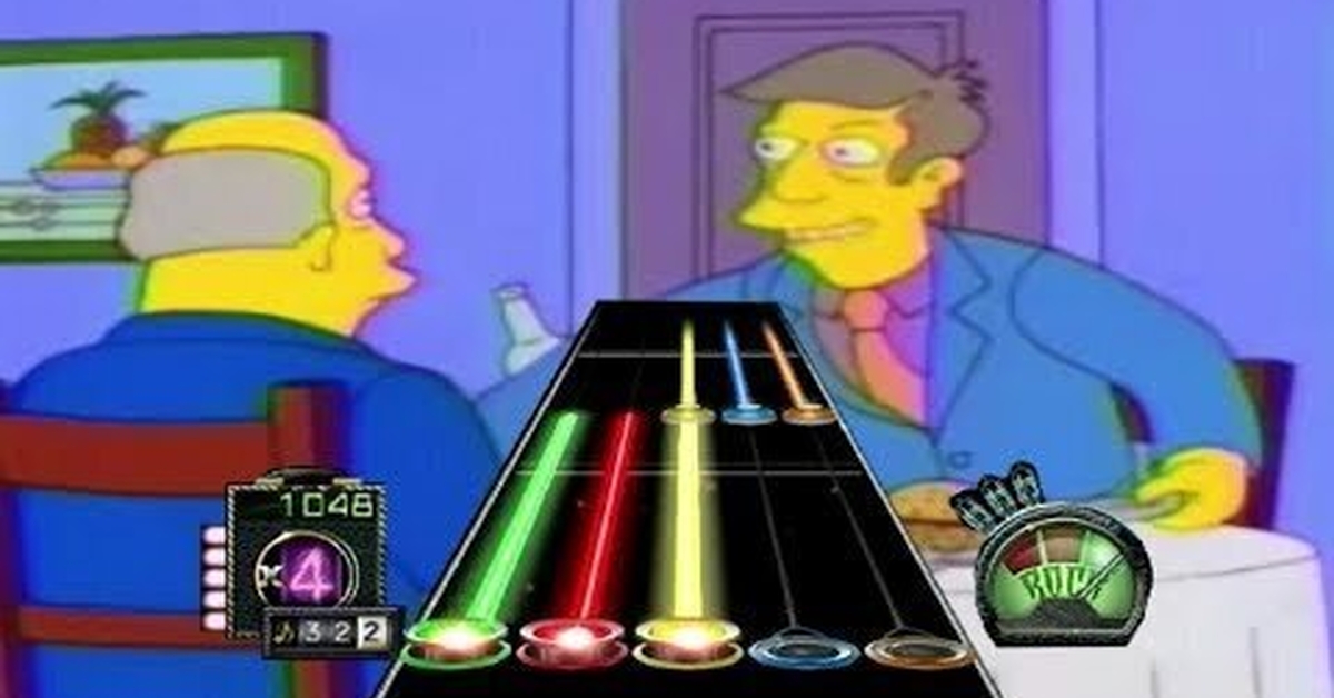 La escena los jamones al vapor de Los Simpsons como tema de Guitar Hero